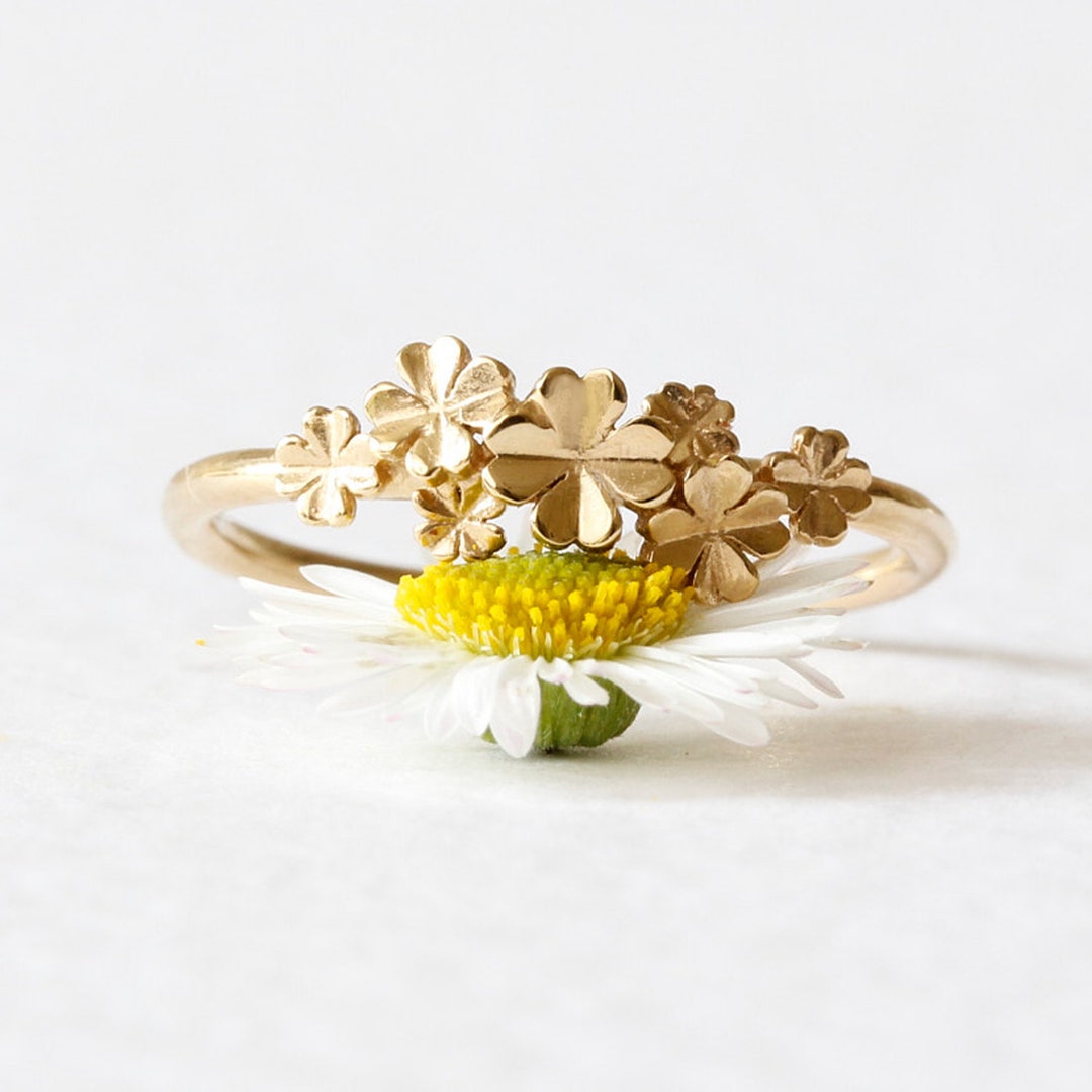 Clover Ring – Silver/gold - Lucky Clover, Four Leaf Clover, Graduation ...