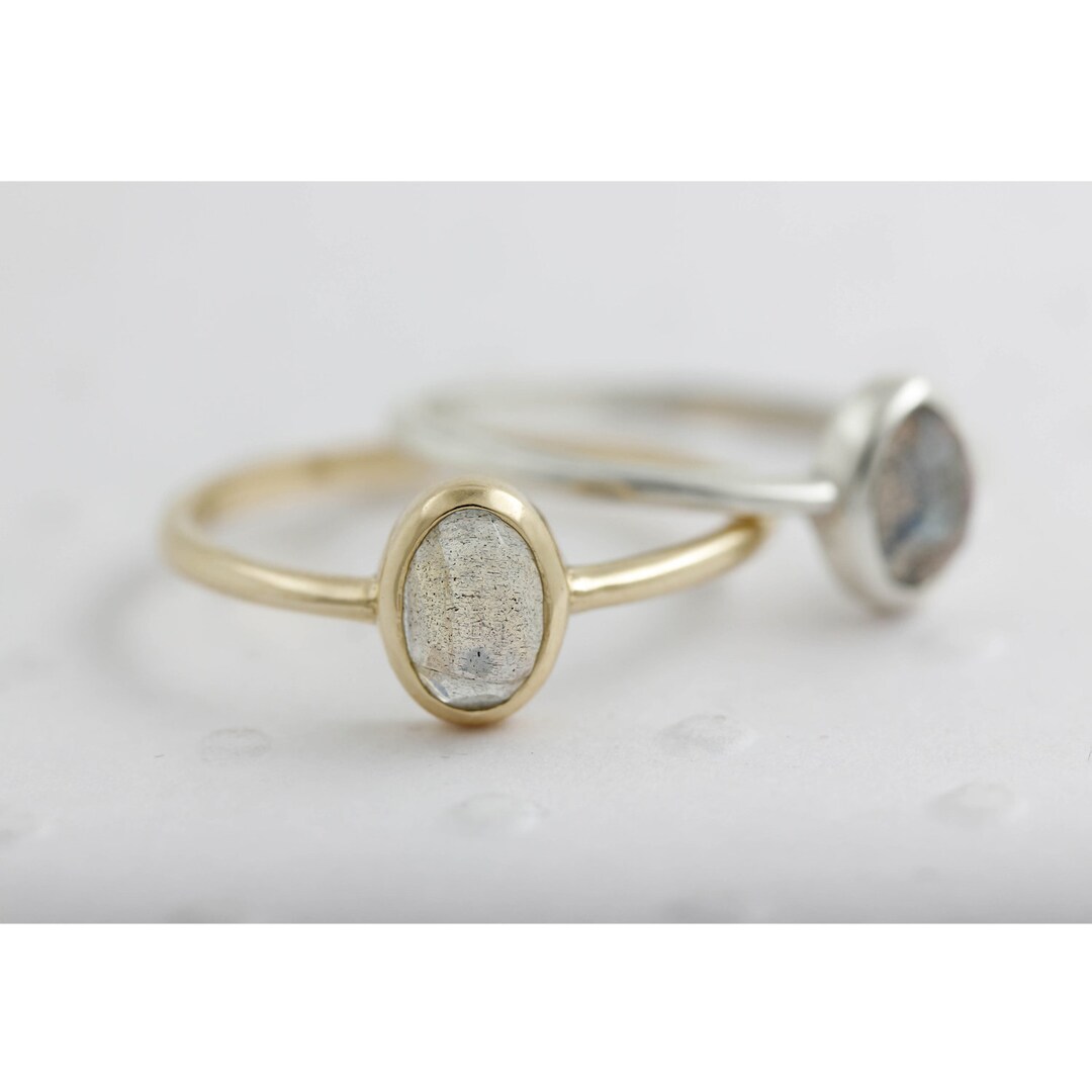 Labradorite Rose Cut Ring - Solid Gold/silver, Promise Ring, Engagement ...