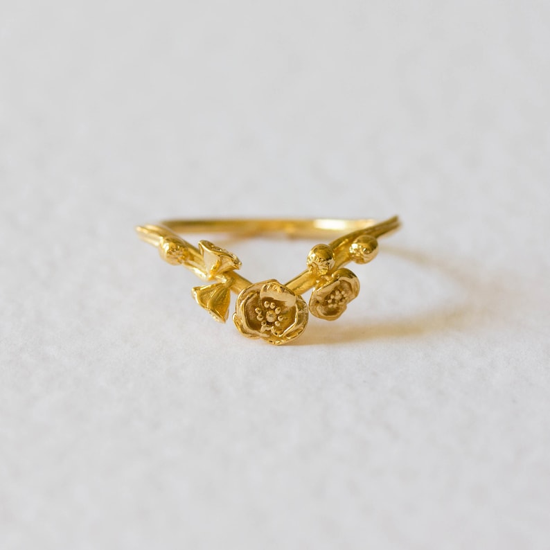 Poppy Ring, Flower Ring, Gold Flower Ring, Rememberance Ring, Gold ...