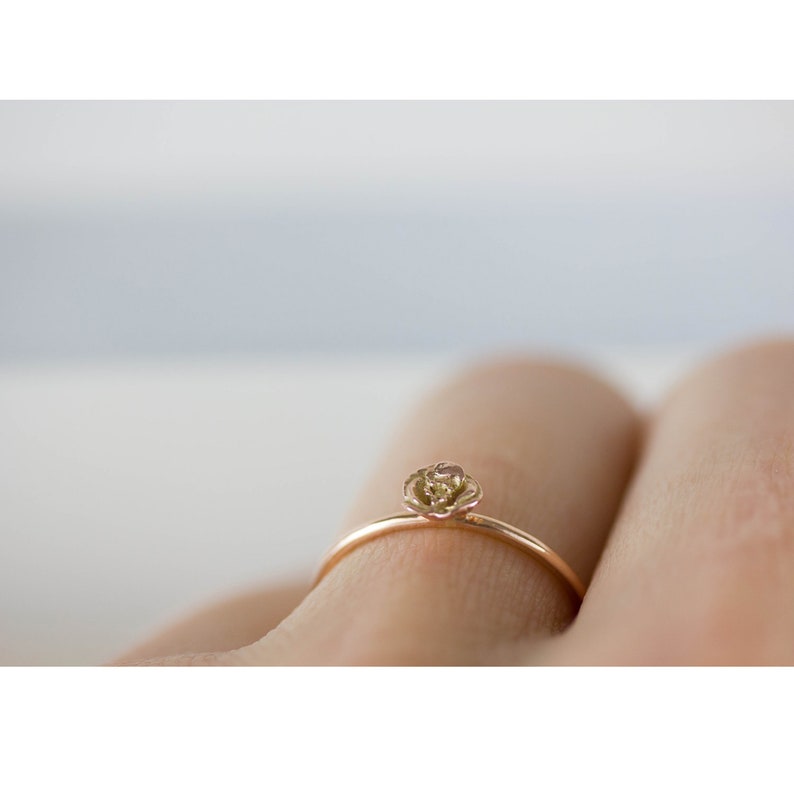 Poppy Ring, Flower Ring, Stacking Ring, Flower Stacking Ring, Gold ...