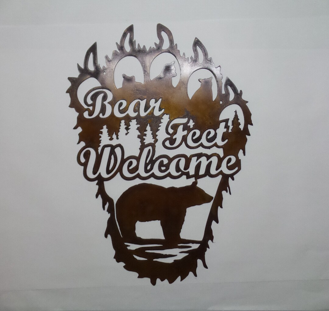 Bear Feet Welcome - Barefeet - No Shoes Please - Metal Sign - Metal Art ...
