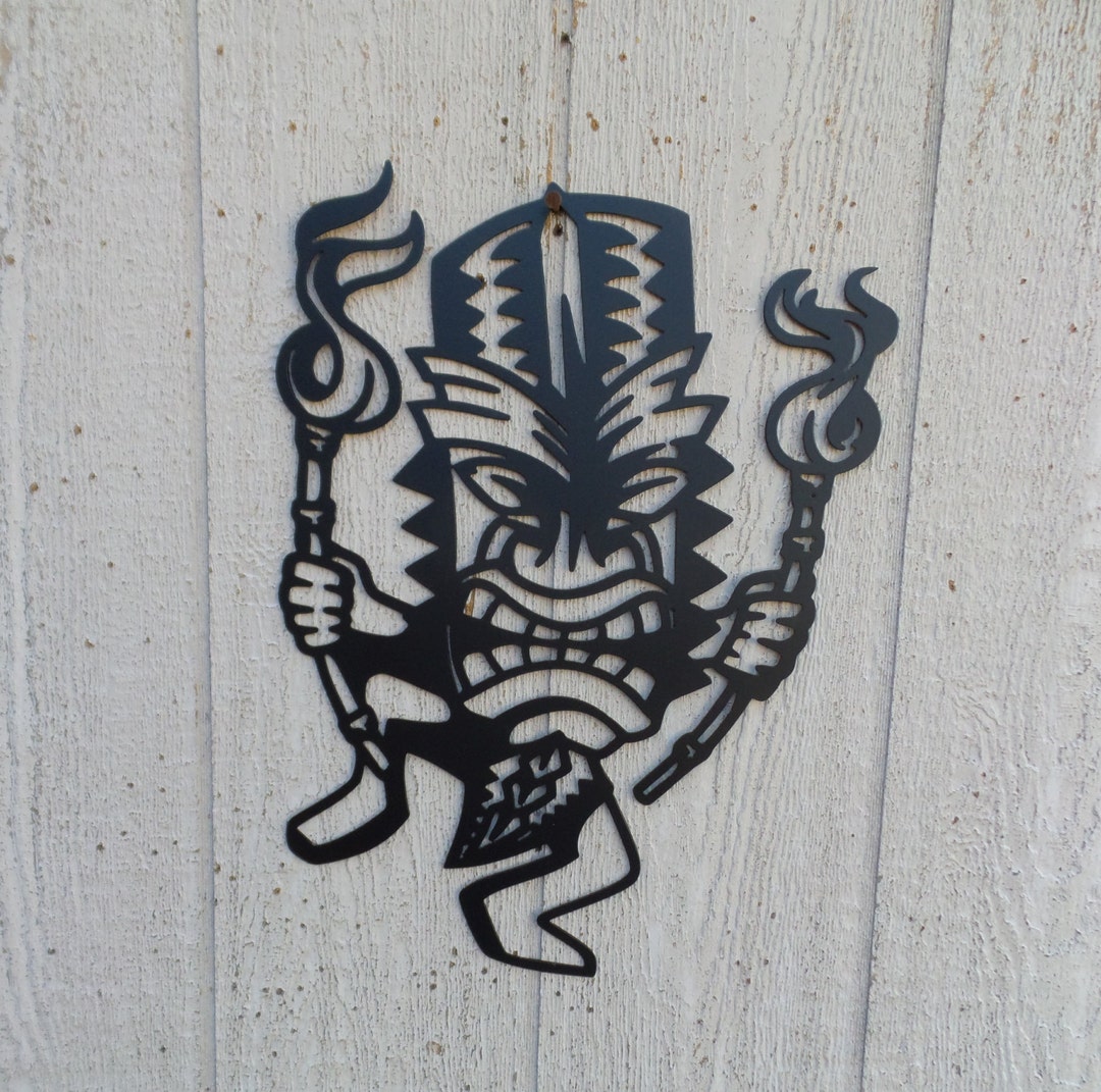 Tiki Sign - Tiki Metal Sign - Tiki Wall Art - Rusty Patina - Powder ...