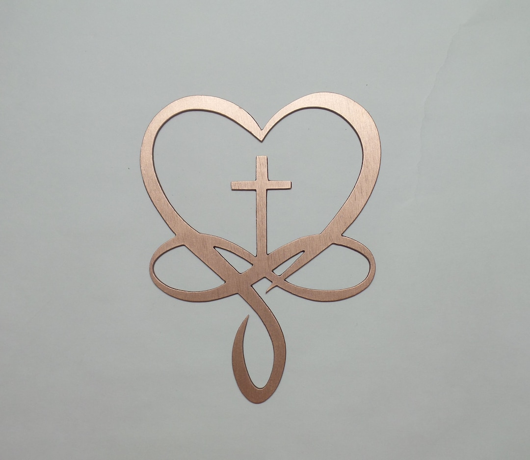 Eternal Love-copper Wall Art Infinity Heart Cross Copper Metal Sign ...