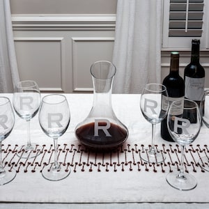 Personalized Regency Wine Carafe Set, 7-pc Monogrammed Wine Set ...