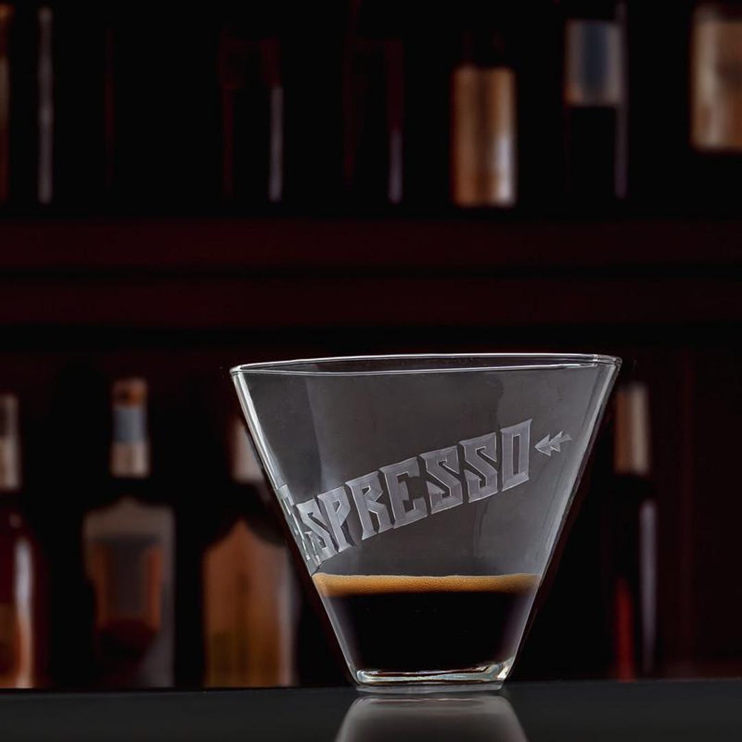 Engraved Stemless Espresso Martini Glass, Hand Engraving, Hand Cut ...