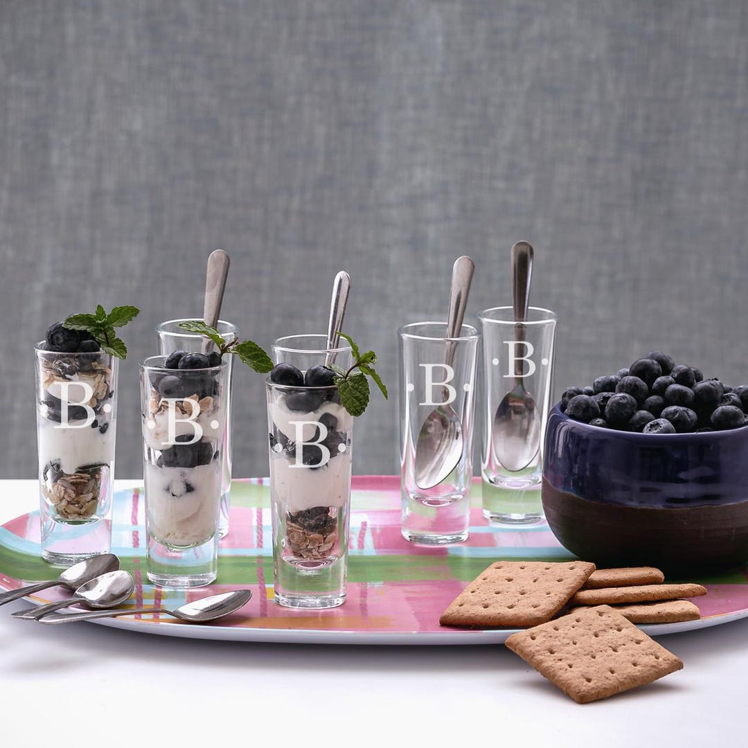 Personalized Parfait Glasses With Spoons, Set of 8, Custom Serveware ...