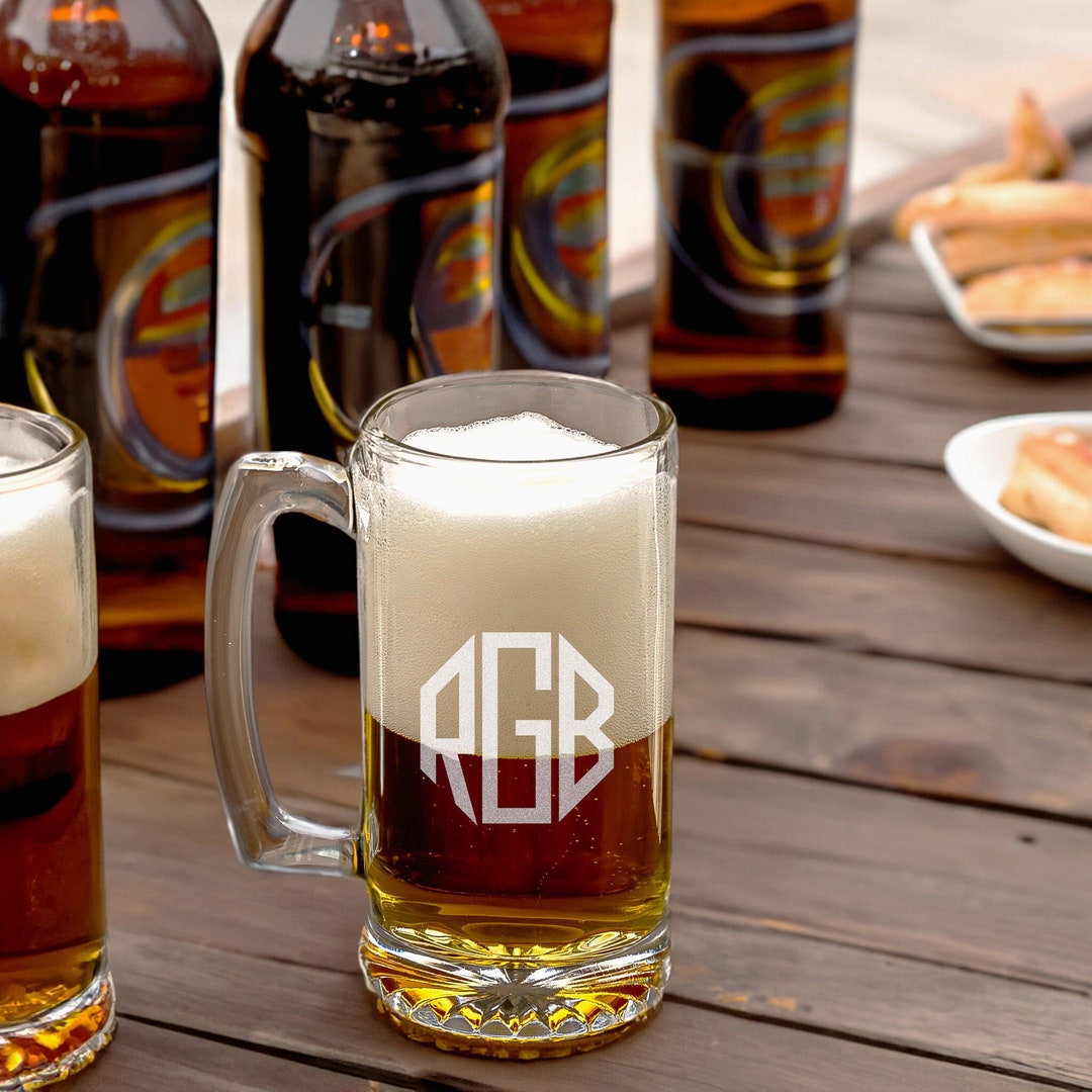 25oz Engraved Beer Mug, Personalized Beer Mug, Custom Beer Mug, Glass ...