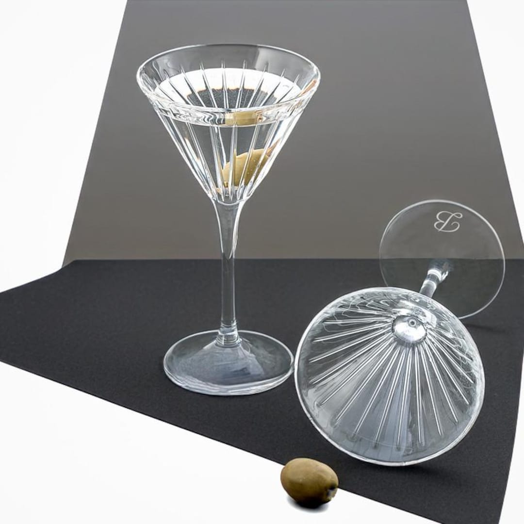 Monogrammed Italian Cut-crystal Martini Pair, Personalized Martini ...