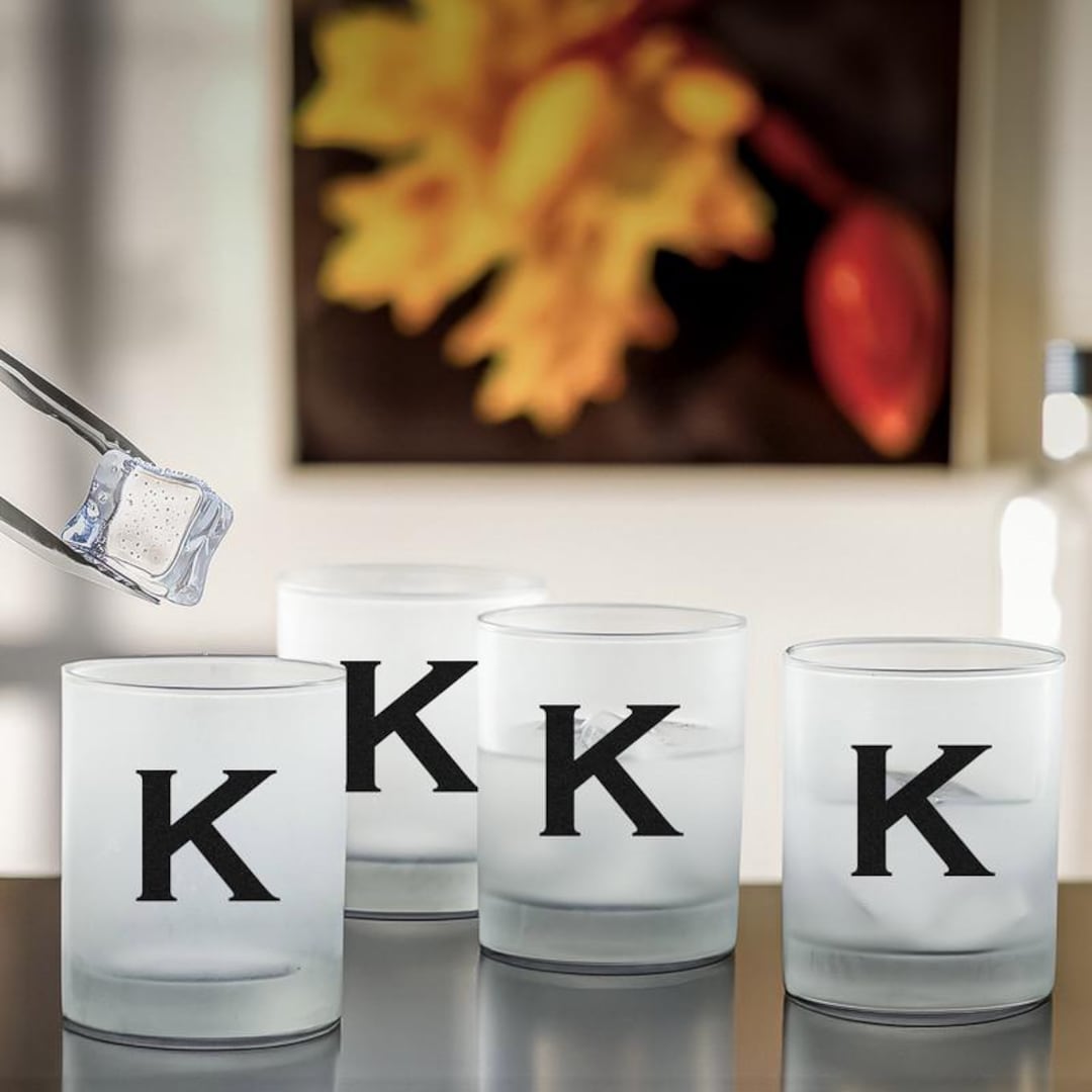 Frosted Cocktail Glasses, Set of 4, Personalized Barware, Monogrammed ...