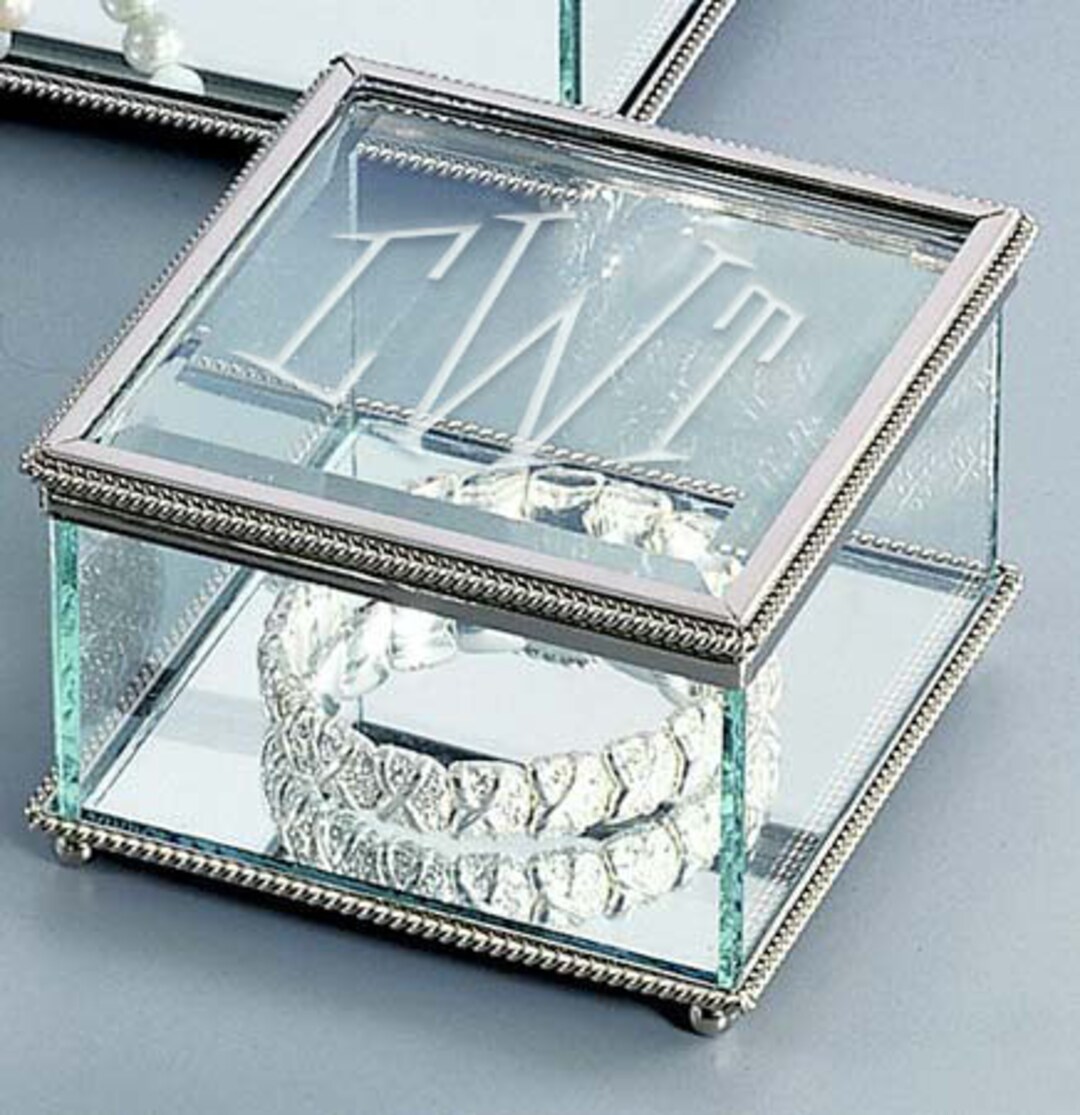 Monogrammed Beaded Trinket Box, Personalized Jewelry Box, Personalized ...