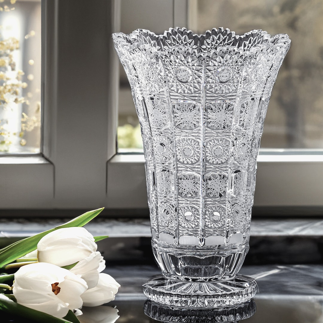 Spectacular Hand-cut Crystal Vase, 12" - Etsy