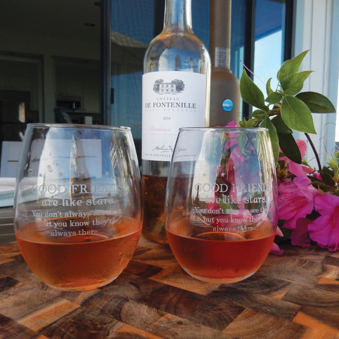 Good Friends Wine Glass Set, Gifts for Friends, Engraved Wine Glass ...