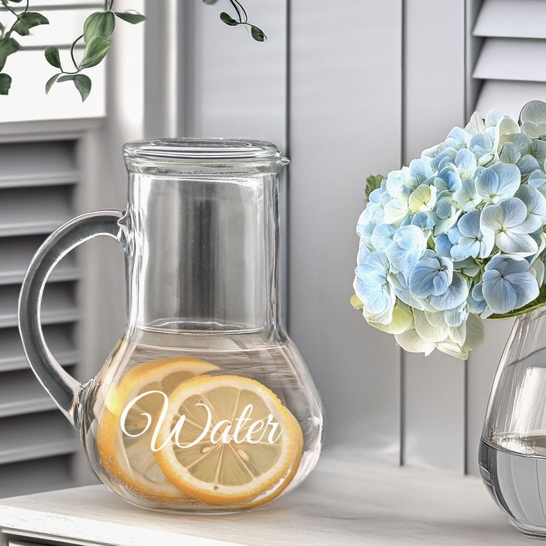 Personalized Crystal Pitcher Bedside Set, Personal Water Carafe, Glass ...