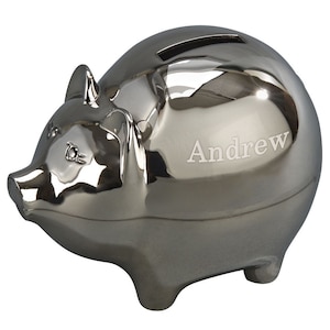 Personalized Kid's Piggy Bank, Engraved Money Bank, Pewter or Polished ...