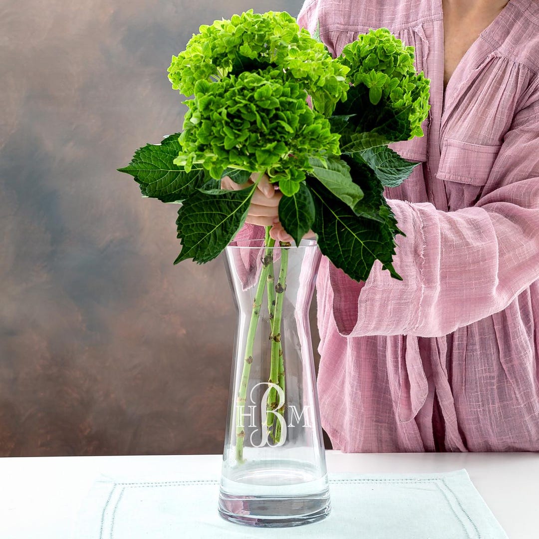 BULK Oder Crystal Vase 12in, Monogrammed Vase, Custom Flower Holder ...