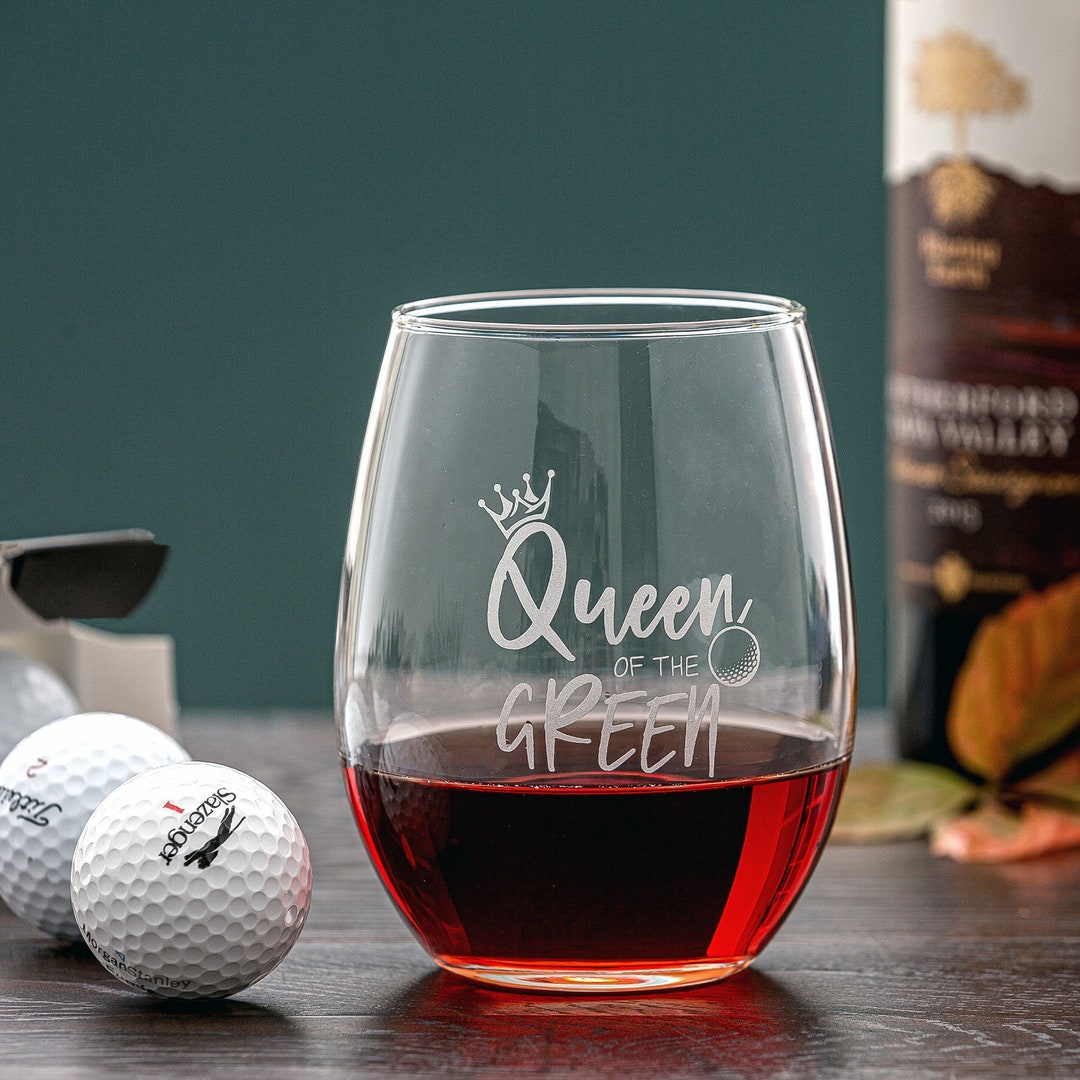 Golf Lovers Stemless Wine Glass, Custom Golf Gifts, Golf Themed Barware ...