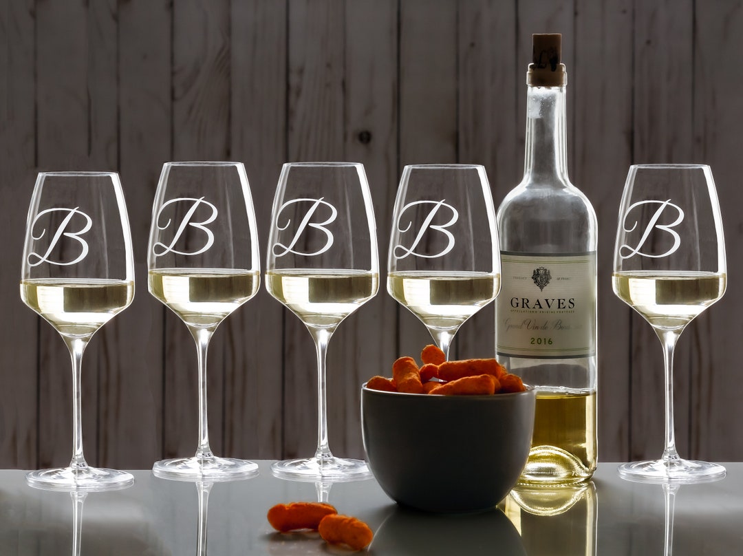 Personalized Selection White Wine Glasses, Set of 4, Customized Wine ...