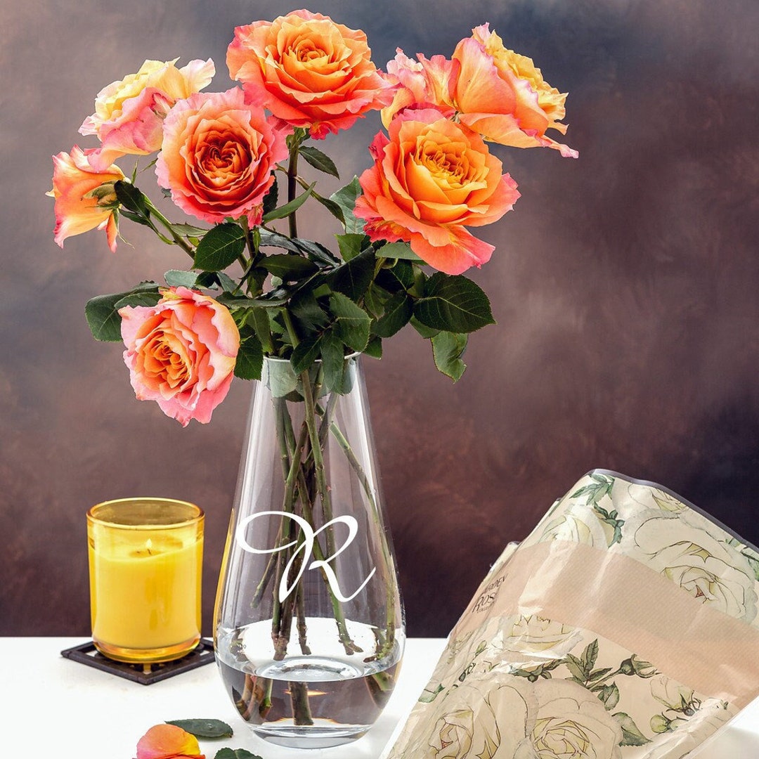 Danube Personalized Crystal Vase 12in, Monogrammed Vase, Custom Vase ...