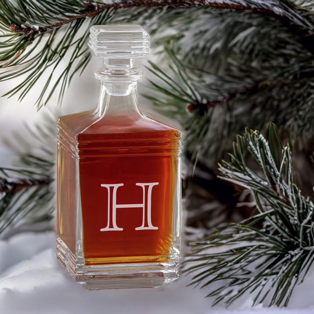 Personalized Delancey Glass Liquor Decanter, Monogrammed Decanter ...