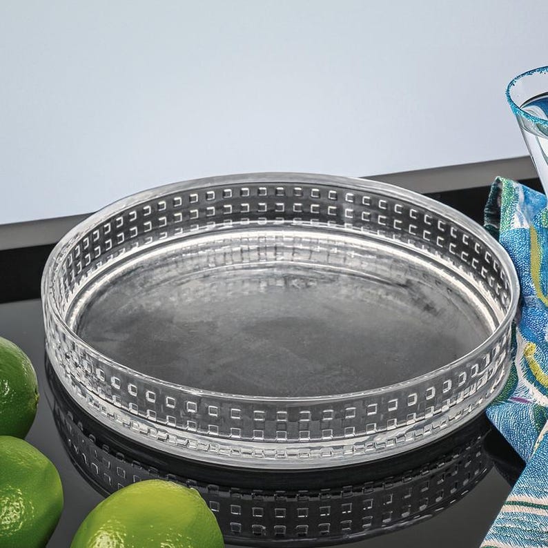 Personalized Round Crystal Serving Tray 12in, Monogrammed Crystal ...