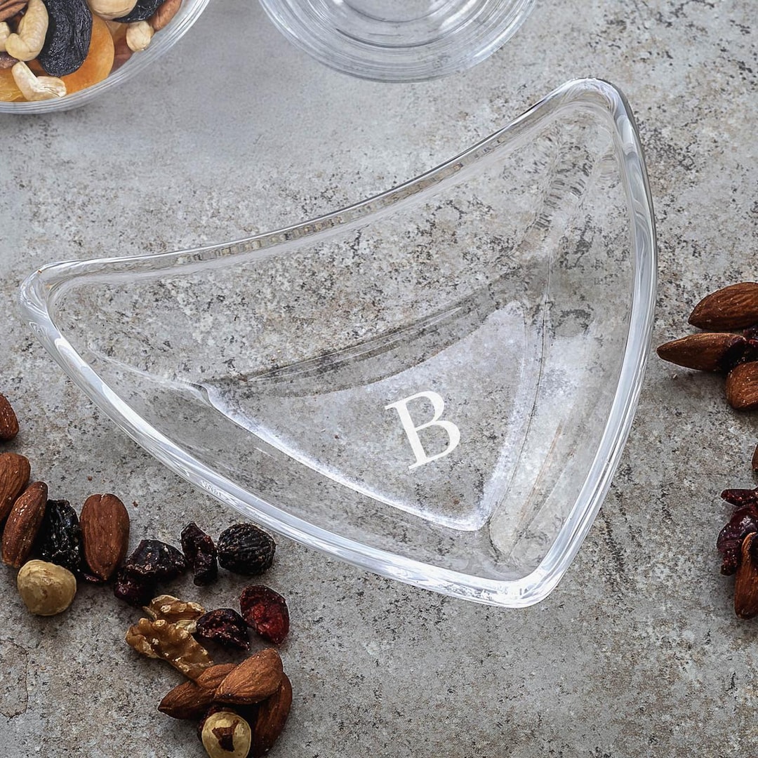 Personalized Crystal Triangle Shaped Candy Dish, Monogrammed Snack Dish ...