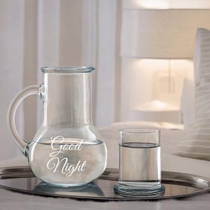 Personalized Crystal Pitcher Bedside Set, Personal Water Carafe, Glass ...