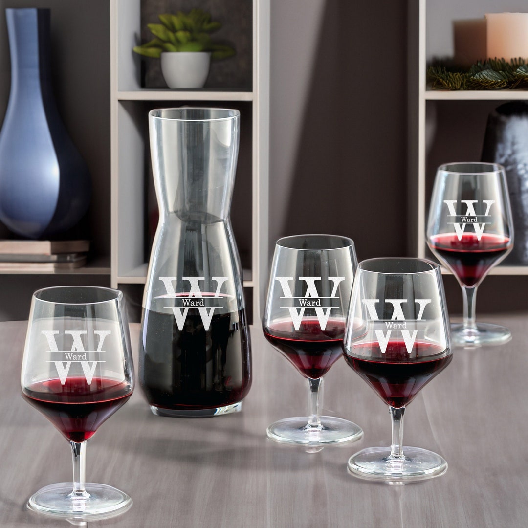 Chillax Monogrammed Wine Set, 5-piece Set, Engraved Wine Glasses ...