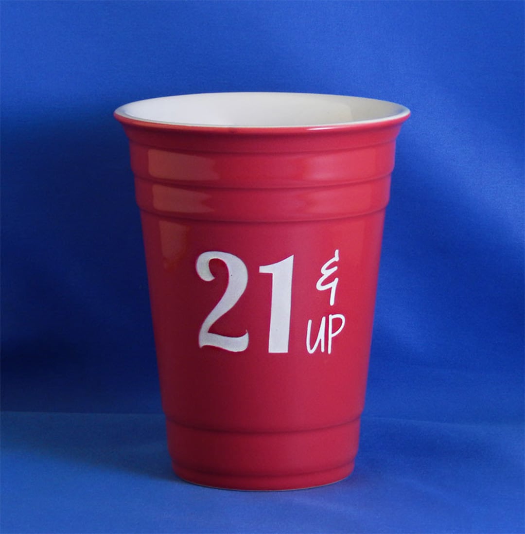 Ceramic Red Uno Cup, 21 & Up, 21st Birthday Gift, Engraved Cup, Custom ...