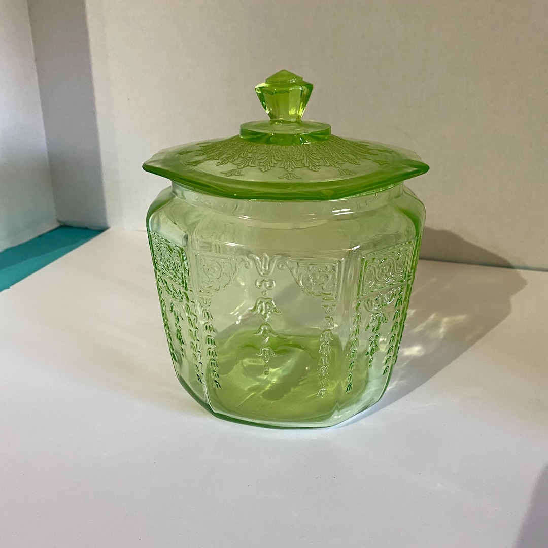 RARE Collectible Uranium Glass Cookie Jar - Etsy
