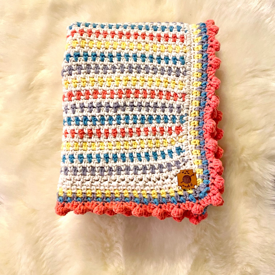 Bobo Baby Girl Blanket With Pom Pom Border - Etsy