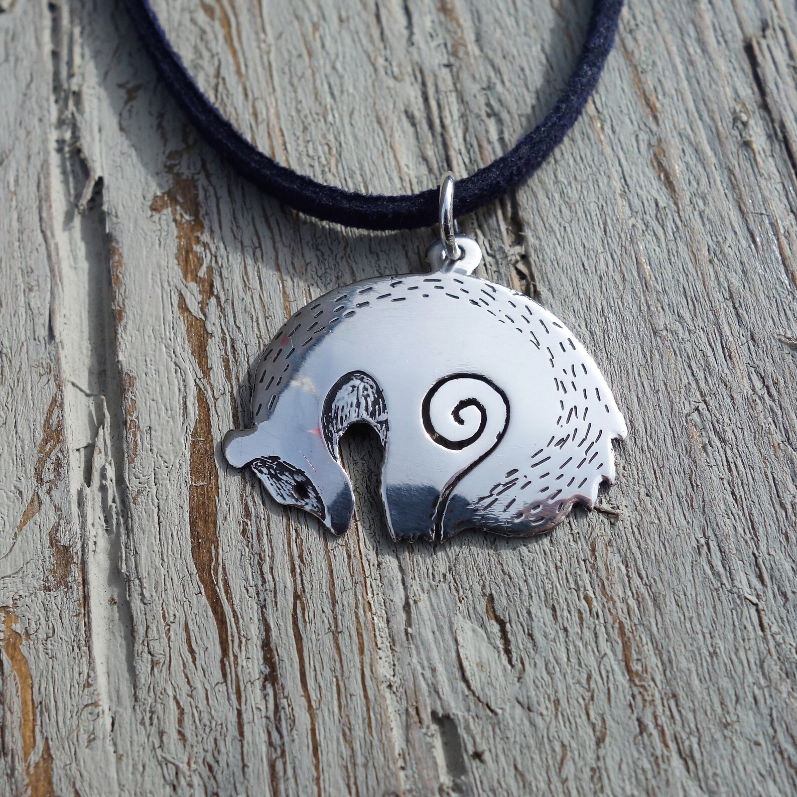 Badger Necklace Silver Badger Sleeping Badger Pendant - Etsy UK