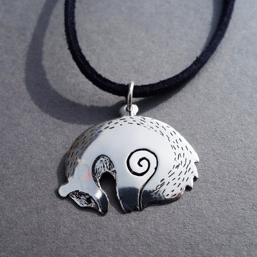 Tiny Silver Badger Necklace - Etsy