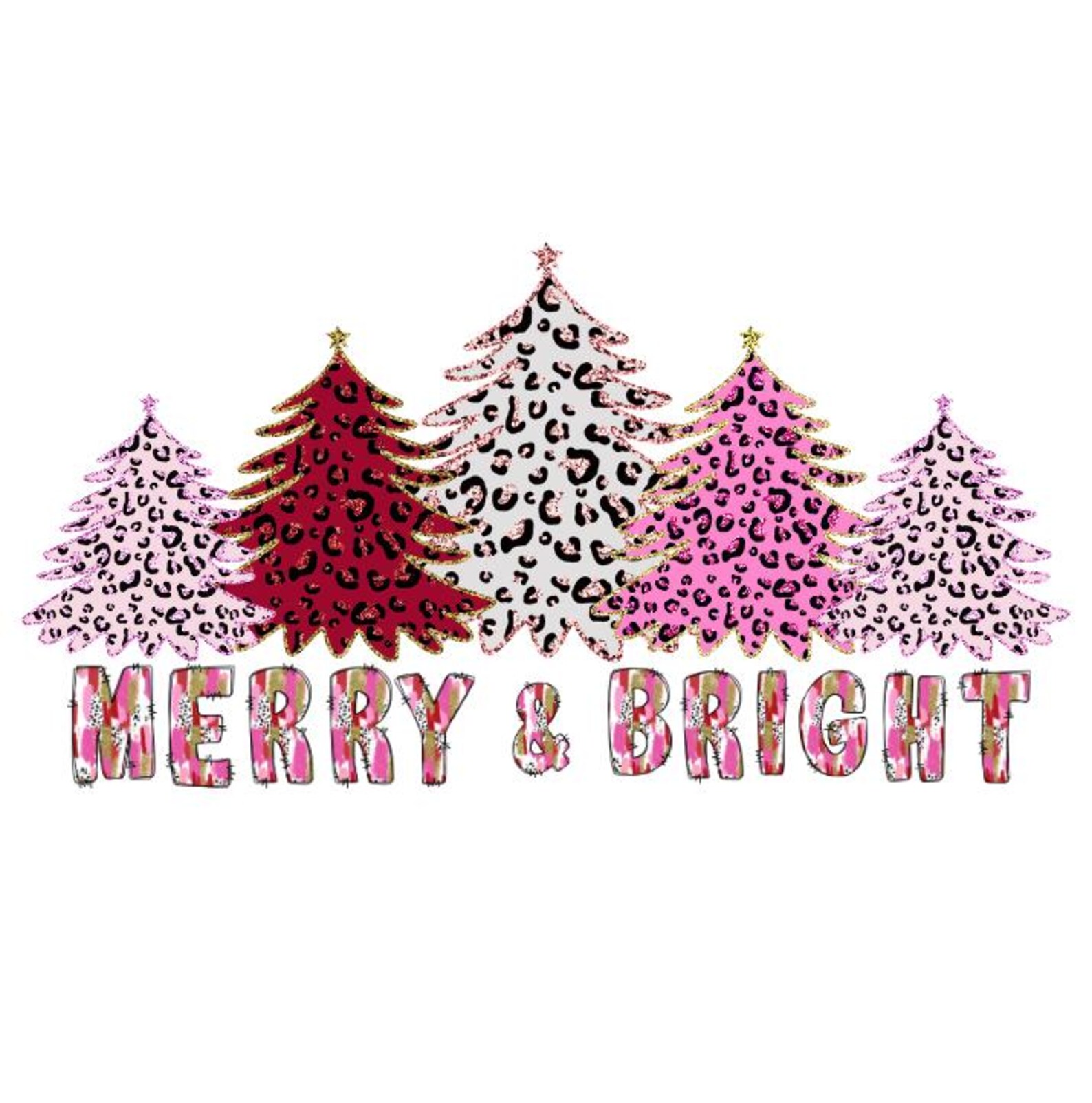 Merry and Bright PNG, Christmas Trees PNG - Etsy