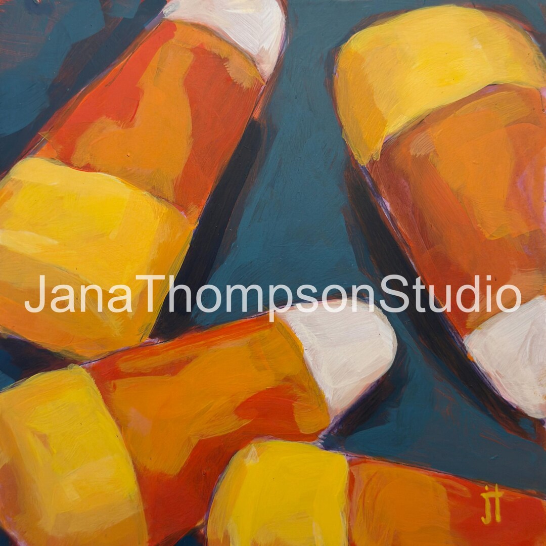 Candycorn Acrylic Painting - Original Art on Hardboard 6” X 6” - Etsy
