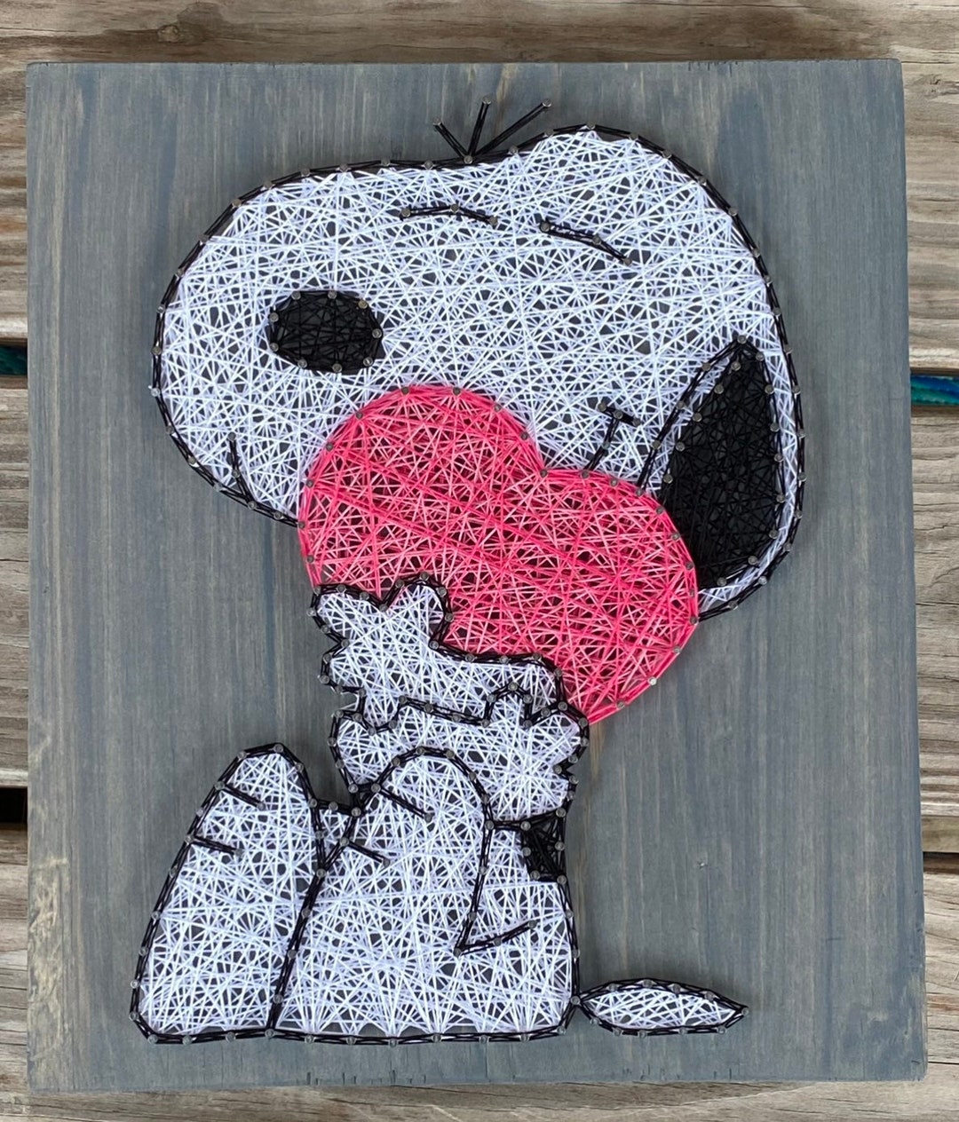 Snoopy Heart String Art, Nail and String Art, Wall Decor, Unique Gifts - Etsy