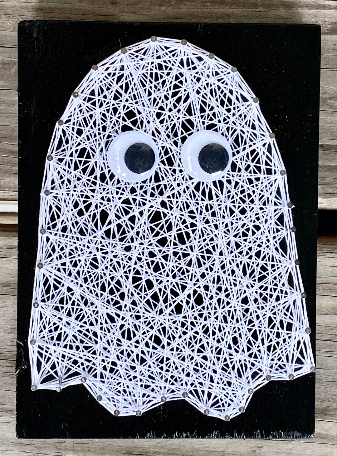 Googly Eye'd Ghost String Art, Nail and String Art, Wall Decor, Unique ...