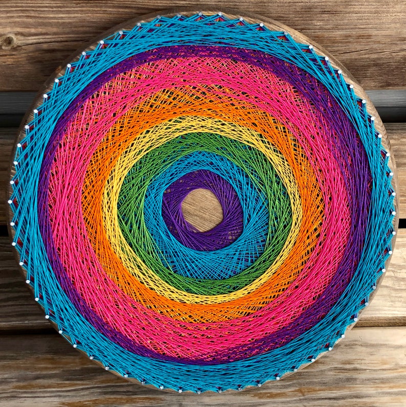 Rainbow Spirograph String Art | Etsy