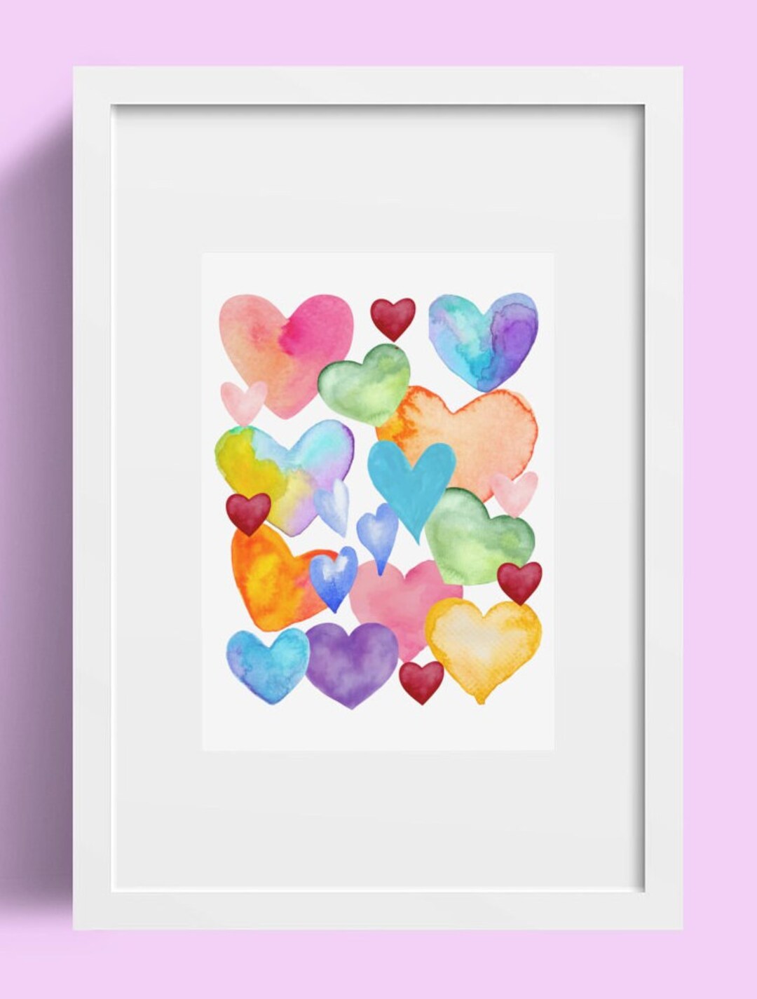Watercolor Hearts, Digital Download - Etsy