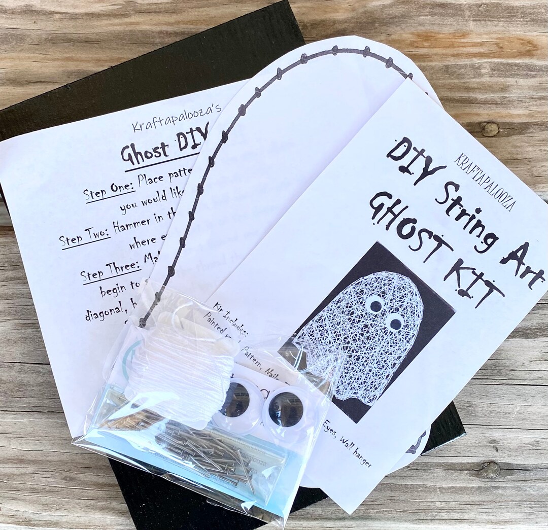 DIY Ghost String Art Kit, Halloween, Googly Eyes, Nail and String Art ...