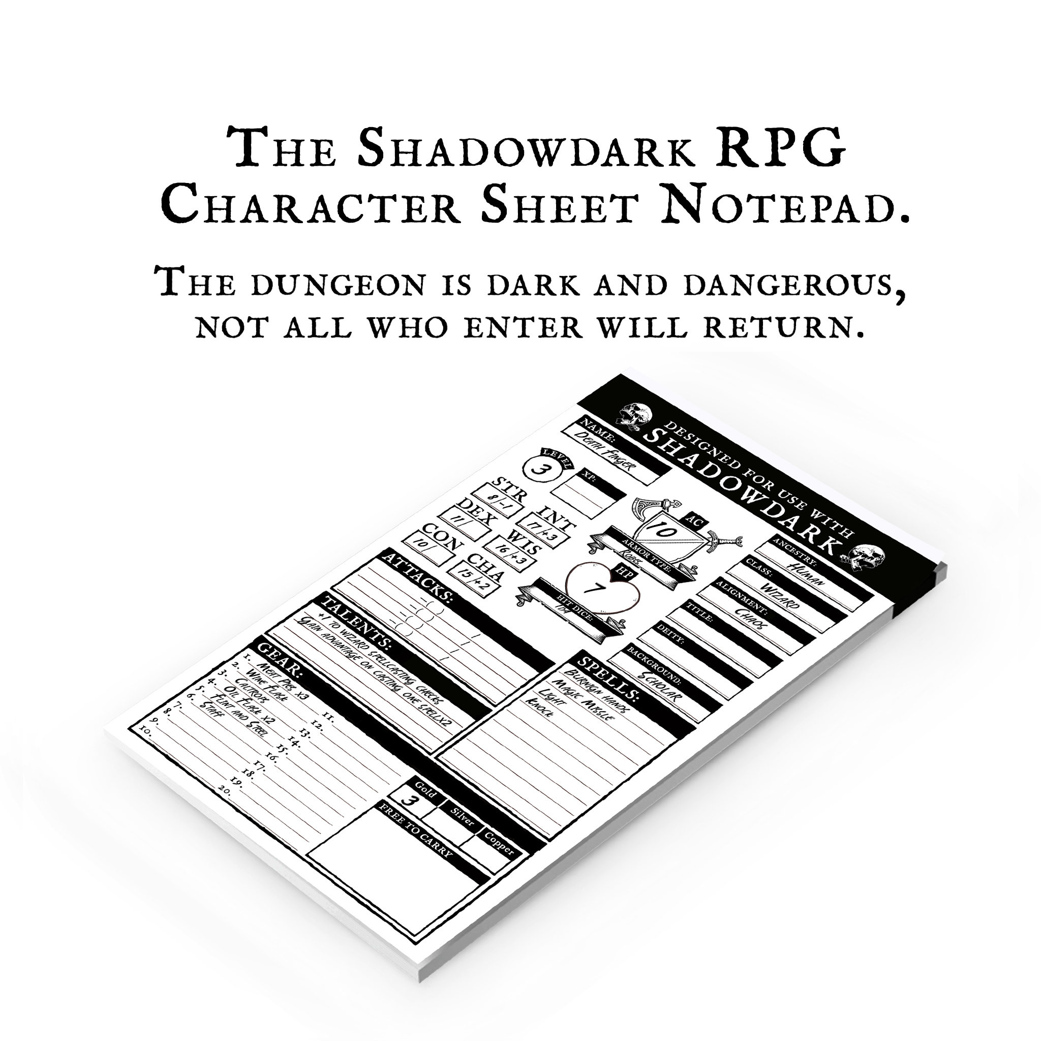 Shadowdark RPG 50 Character Sheet Notepad 6x10 - Etsy
