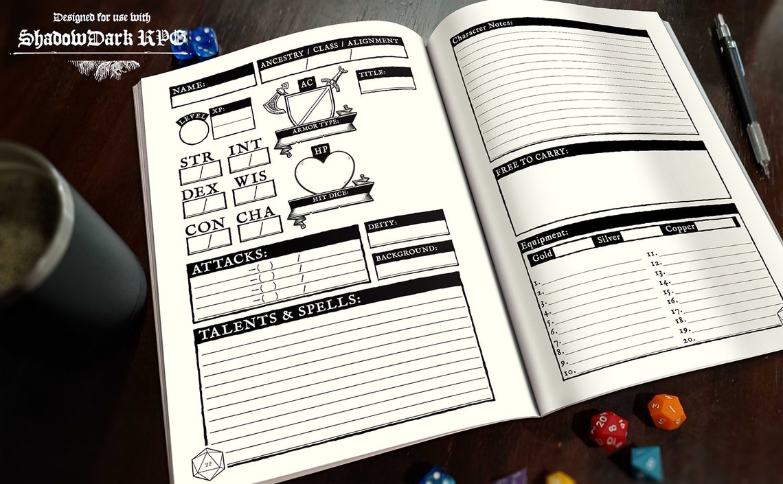 Character Journal for Shadowdark RPG A Notebook for Campaigns ...