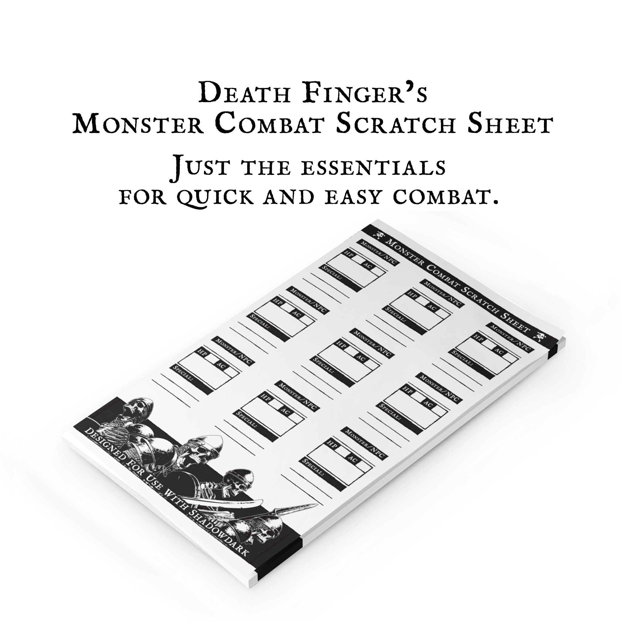 Monster Combat Scratch Sheet 50 Page Notepad 6x10 - Etsy