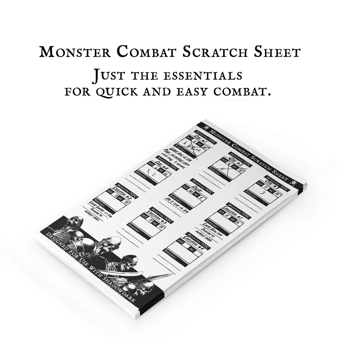 Monster Combat Scratch Sheet 50 Page Notepad 6x10 - Etsy