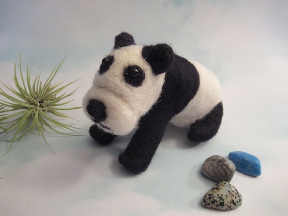 Mini Panda Felted Bear Handmade Animal | Etsy