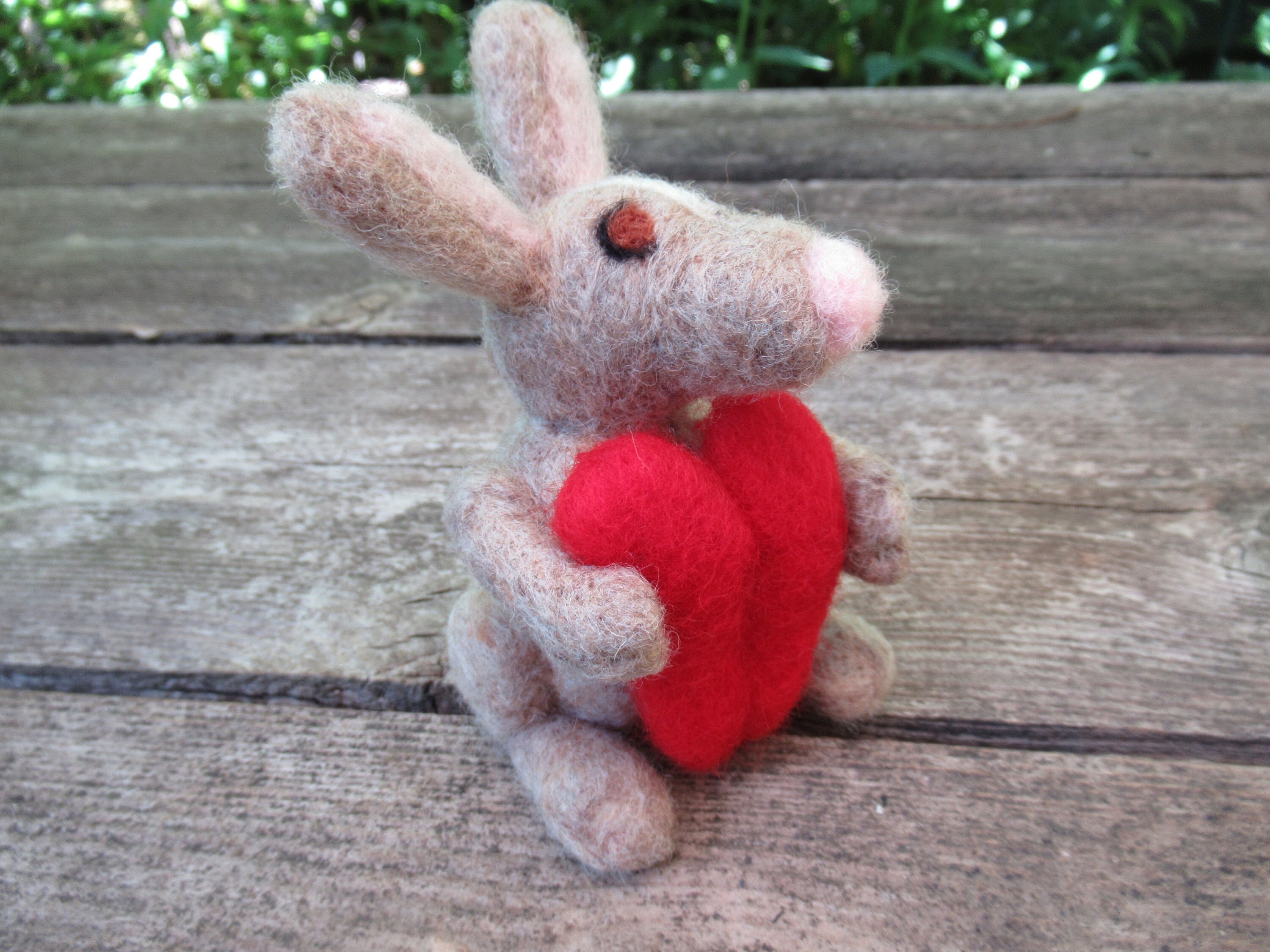 Bunny With Heart Rabbit Figure Felted Rabbit | Etsy