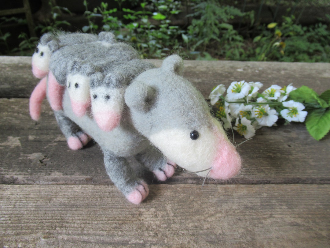 Possum With Babies, Felted Animal Figure, Animal Lover Gift - Etsy