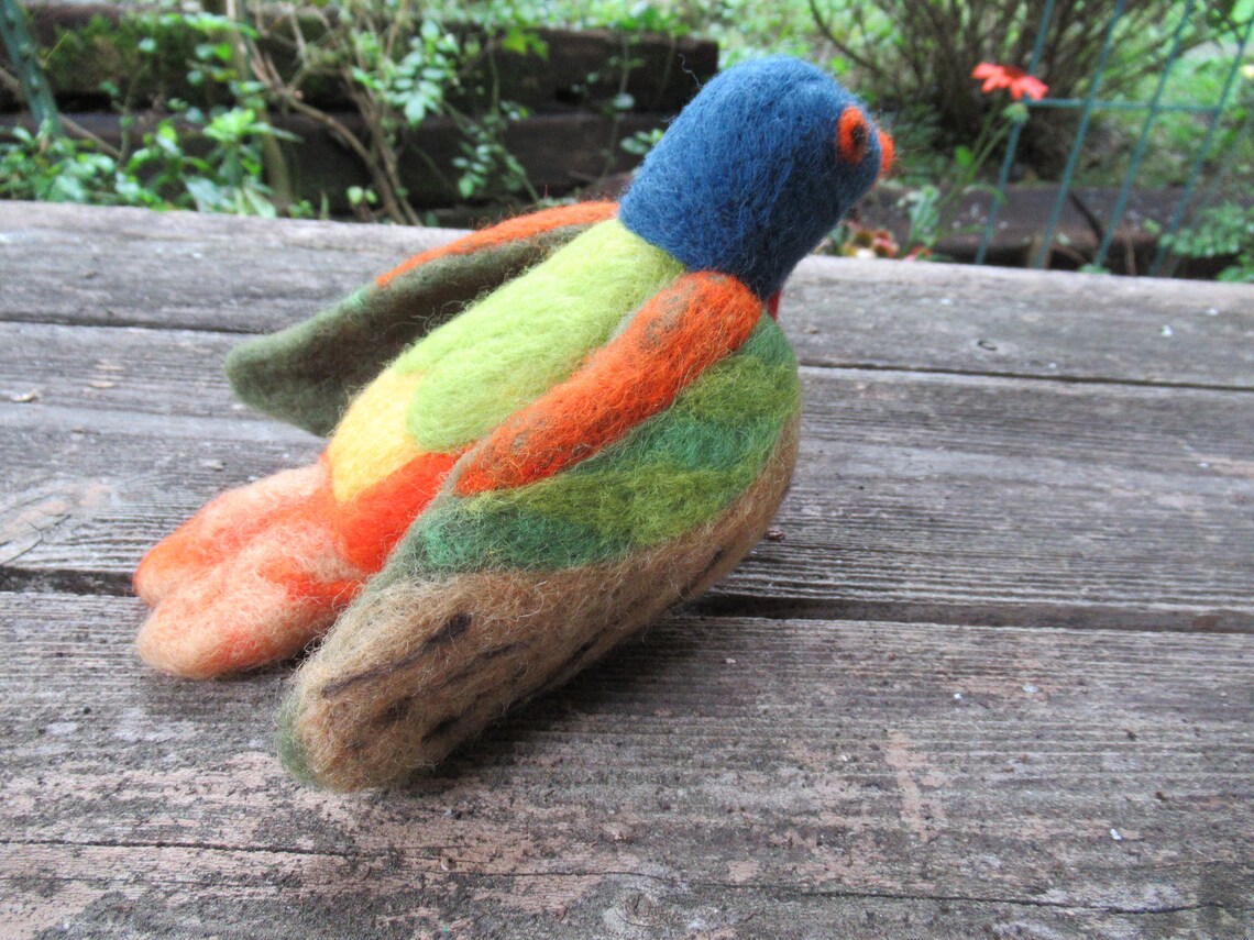 Colorful Bird Felted Bird Bird Lover Gift Wild Bird Figure - Etsy