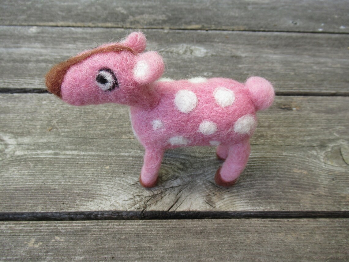 Felted Fawn Pink Deer Baby Deer Made by Hand - Etsy