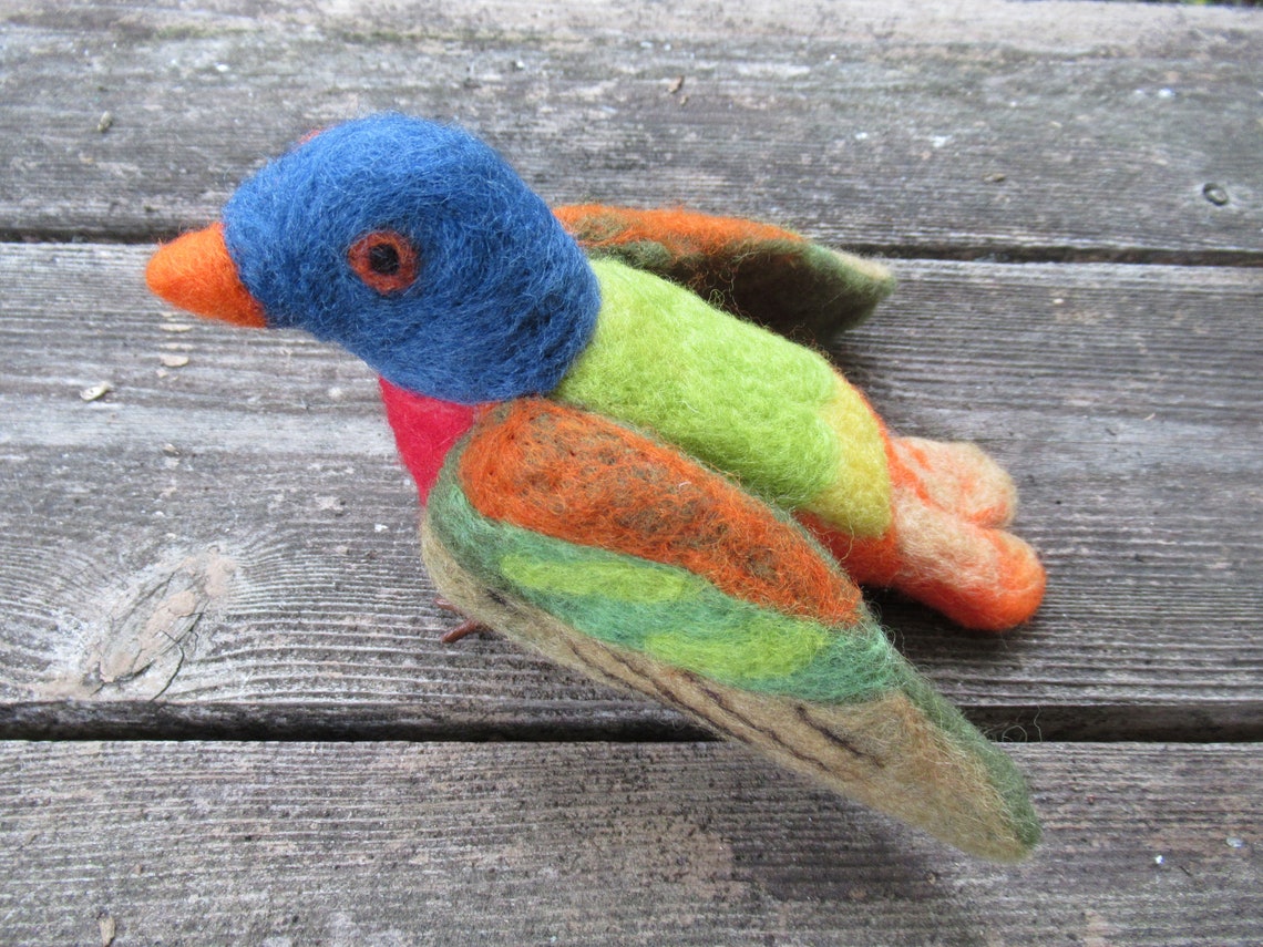 Colorful Bird Felted Bird Bird Lover Gift Wild Bird Figure - Etsy