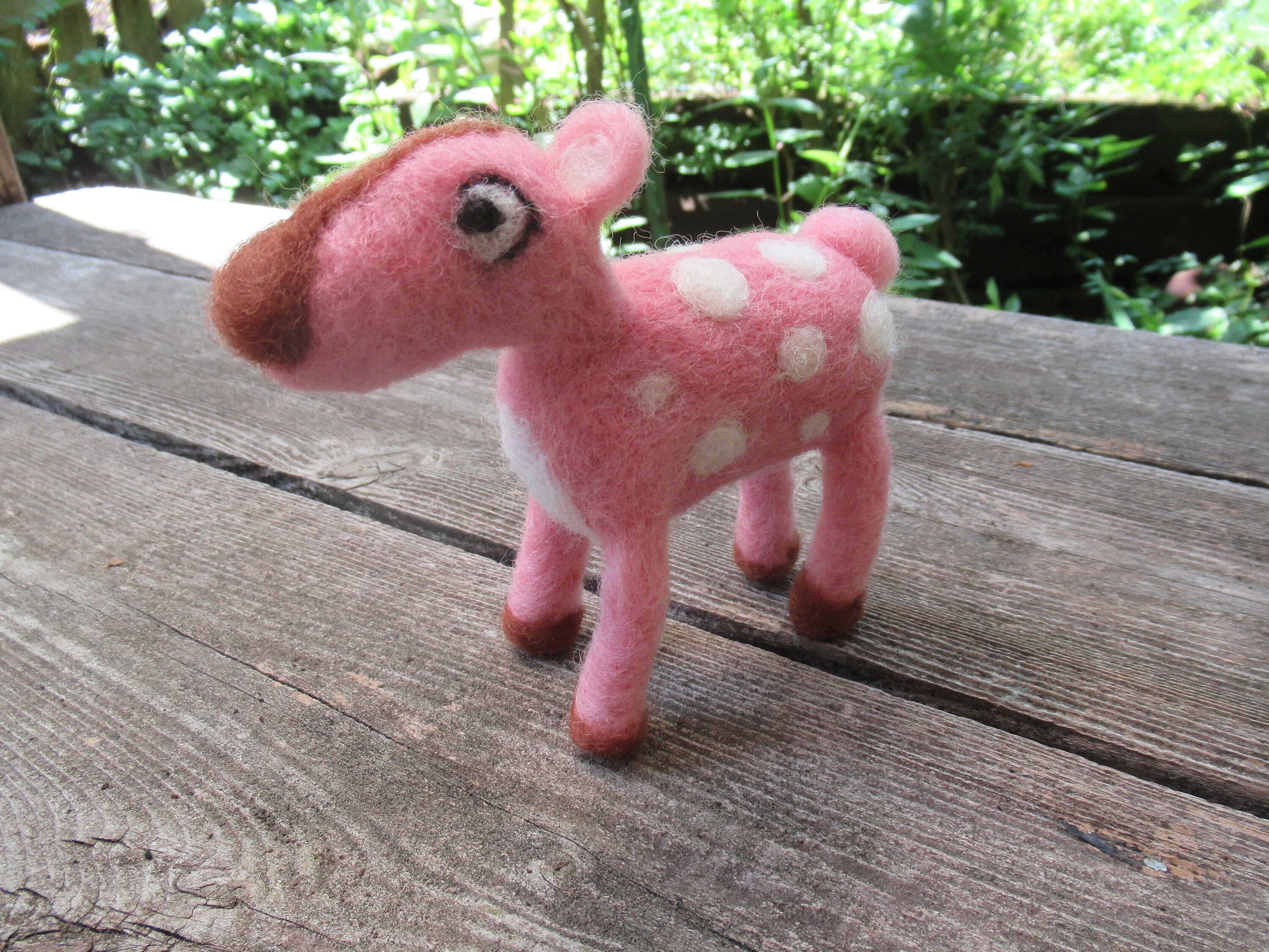 Felted Fawn Pink Deer Baby Deer Made by Hand | Etsy
